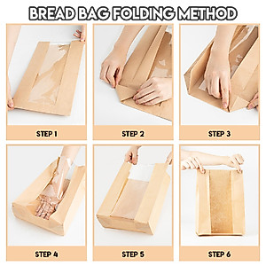 Bread Bags for Homemade Bread Sourdough 25Pcs - Kraft Paper Bakery Bags for Food Packing Storage with Label Seal Stickers (13.7 x 8.3 inch) Loegnry