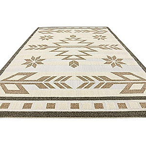 Unique Loom Modern Collection Geometric, High-Low Pile, Vintage, Arrows, Indoor and Outdoor Area Rug, 9 ft x 12 ft, Light Brown/Beige