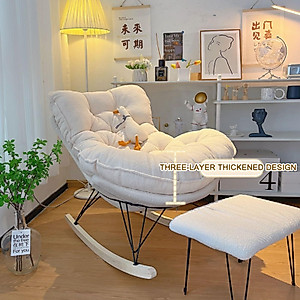 HARELA Outdoor Patio Rocking Chairs, Indoor Rocking Chair Comfy Rocker Chair with Thick Cushion, Modern Lounge Chair for Porch, Garden, Patio, Backyard