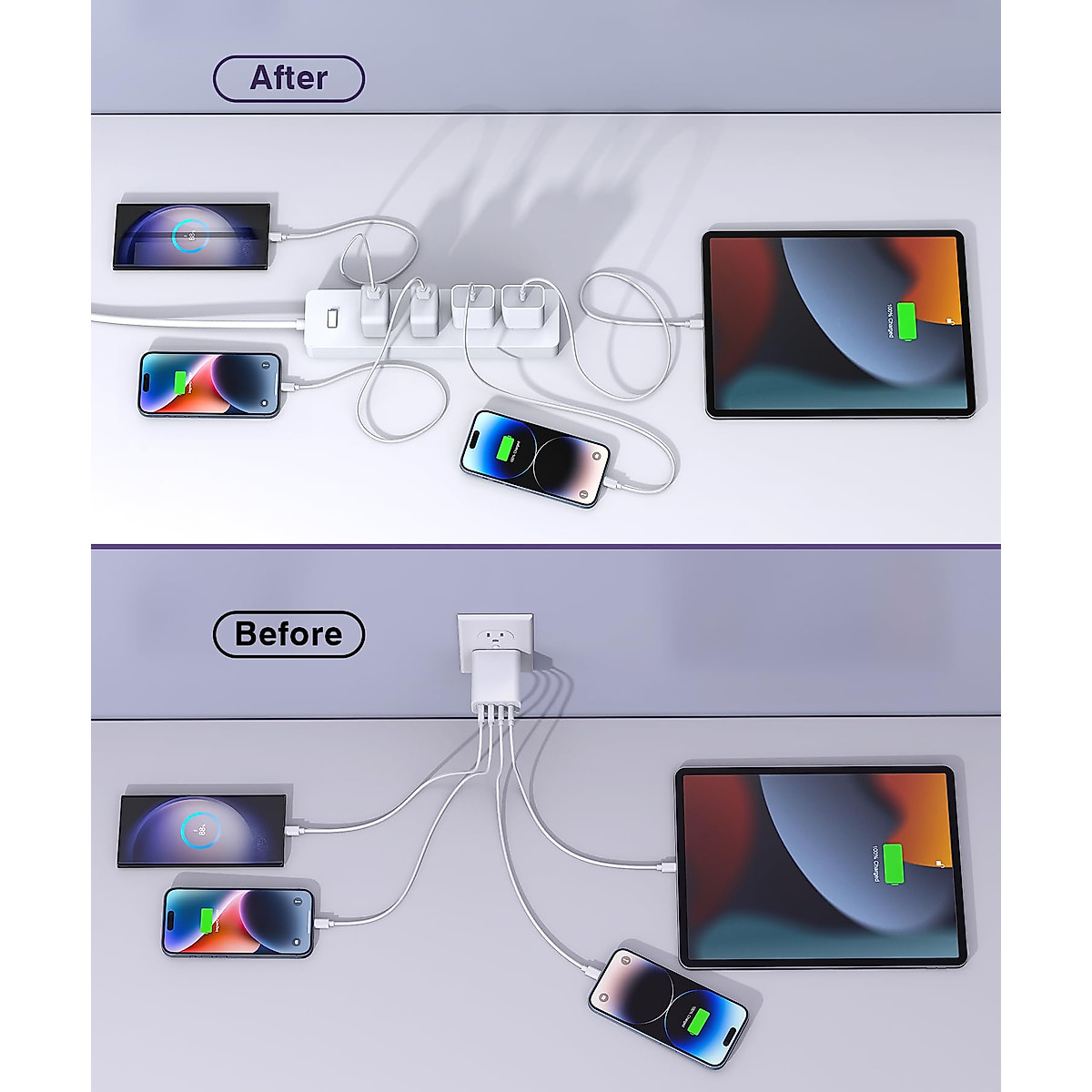 40W USB C Charger Block, 2-Pack 4-Port Type C Fast Charging Brick Dual PD&QC Wall Plug Adapter Compatible for iPhone 15/15 Pro/ 15 Pro Max/14/13/12, iPad, Airpods, iwatch, Samsung Galaxy