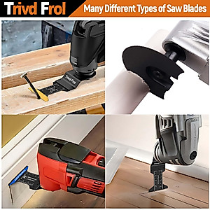 Trivd Frol 121 Pack Oscillating Saw Blades, Titanium Oscillating Tool Blades with Sandpaper, Multitool Blades for Wood Metal Plastics Cutting, Multi Tool Blades Kits Fit Bosch Dewalt Ryobi Milwaukee