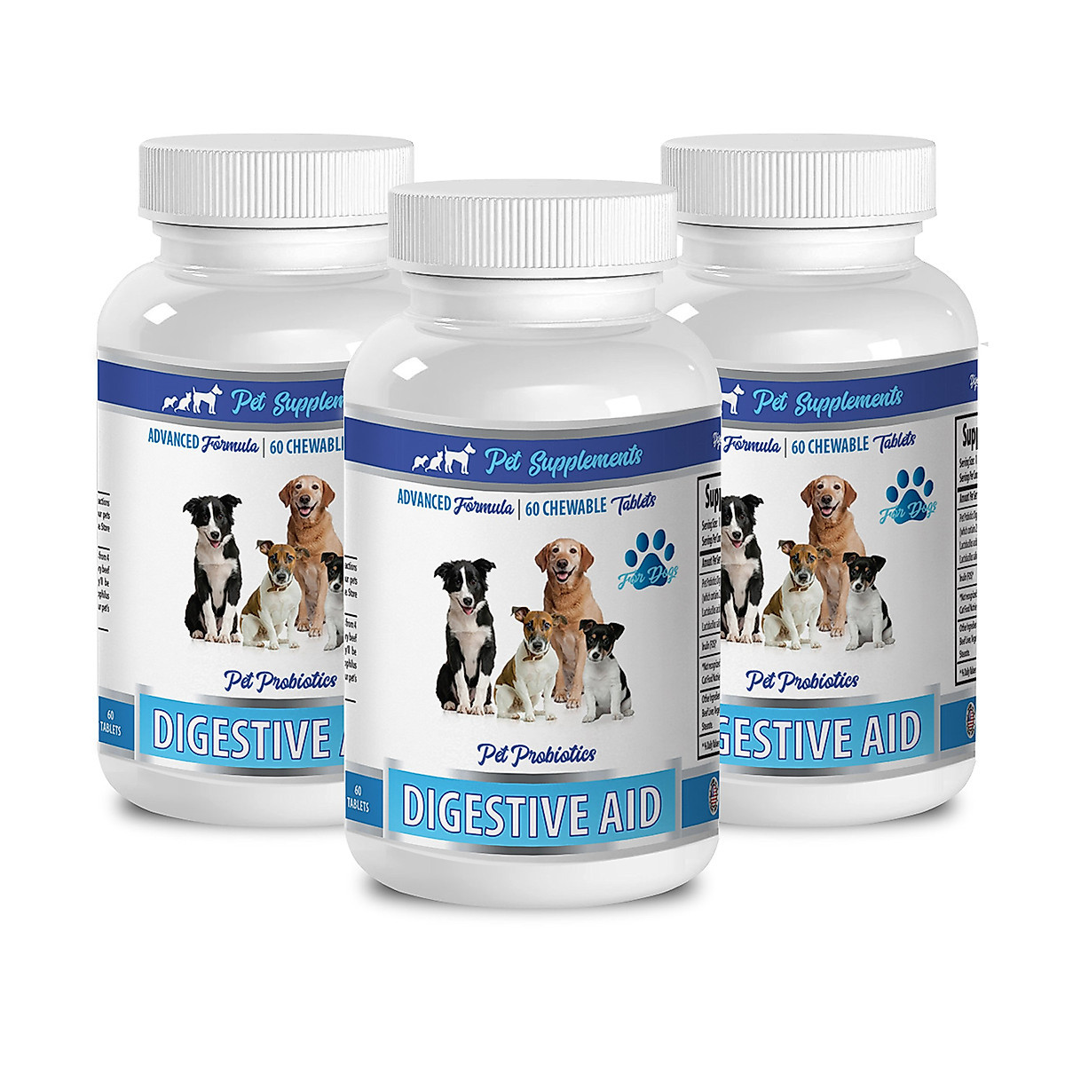 PET SUPPLEMENTS Dog Digestive Upset - Dog Digestive AID - PROBIOTICS - Powerful Formula - Beef Liver Supplement - 3 Bottle (180 Chews)