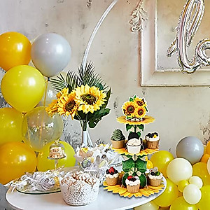 Sunflower Cupcake Stand Sunflower Party Decorations Supplies 3 Tier Summer Yellow Sunflowers Cake Decorations Cupcake Holder Stand for Women Girls Birthday Graduation Baby Shower Party Favor Decor
