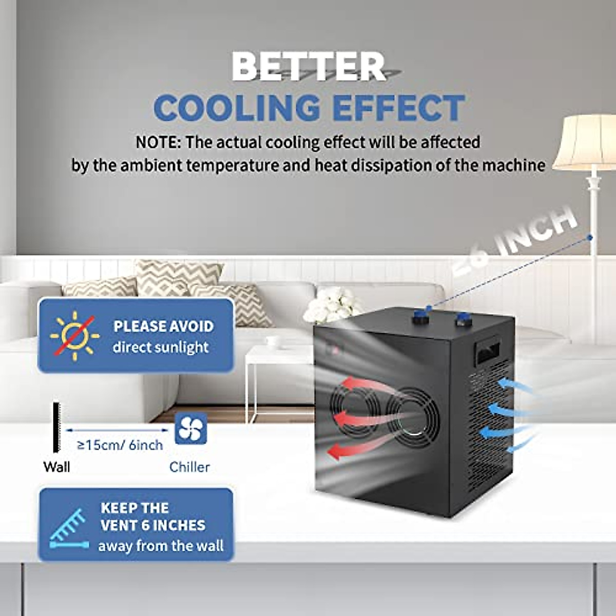 Poafamx Aquarium Chiller 79Gal 1/3 HP Water Chiller for Hydroponics System Home Use Axolotl Fish Coral Shrimp 110V with Pump and Pipe