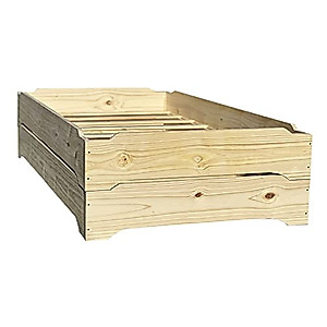 Stackable Beds - Set of Two - Twin Over Twin Wooden Bed Floorbed Frame Unfinished -Easy to Assemble Solid Pine Wooden Bed Frame