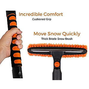 BIRDROCK HOME 39" Extendable Snow Brush with Detachable Ice Scraper for Car | 11" Wide Squeegee & Bristle Head | Size: Car & SUV | Lightweight Aluminum Body with Ergonomic Grip | Windshield Paint Safe