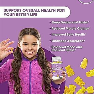 Magnesium Glycinate Gummies with Magnesium Malate, Taurate, Citrate, Magnesium Potassium Complex Supplement with CoQ10, Calcium, Supports for Memory, Bone, Calm, Sleep, 60 Pineapple Gummies