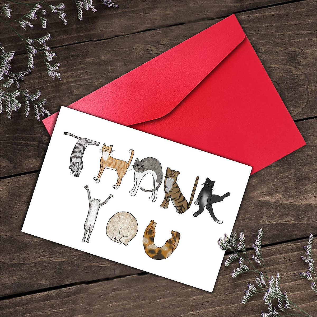 GYYsweetus Charming Cats Thank You Card, Original Lovely Card for Cat Lovers, Adorable Meow Gift for Best Friend Thank You So Much Thanksgiving Day Card