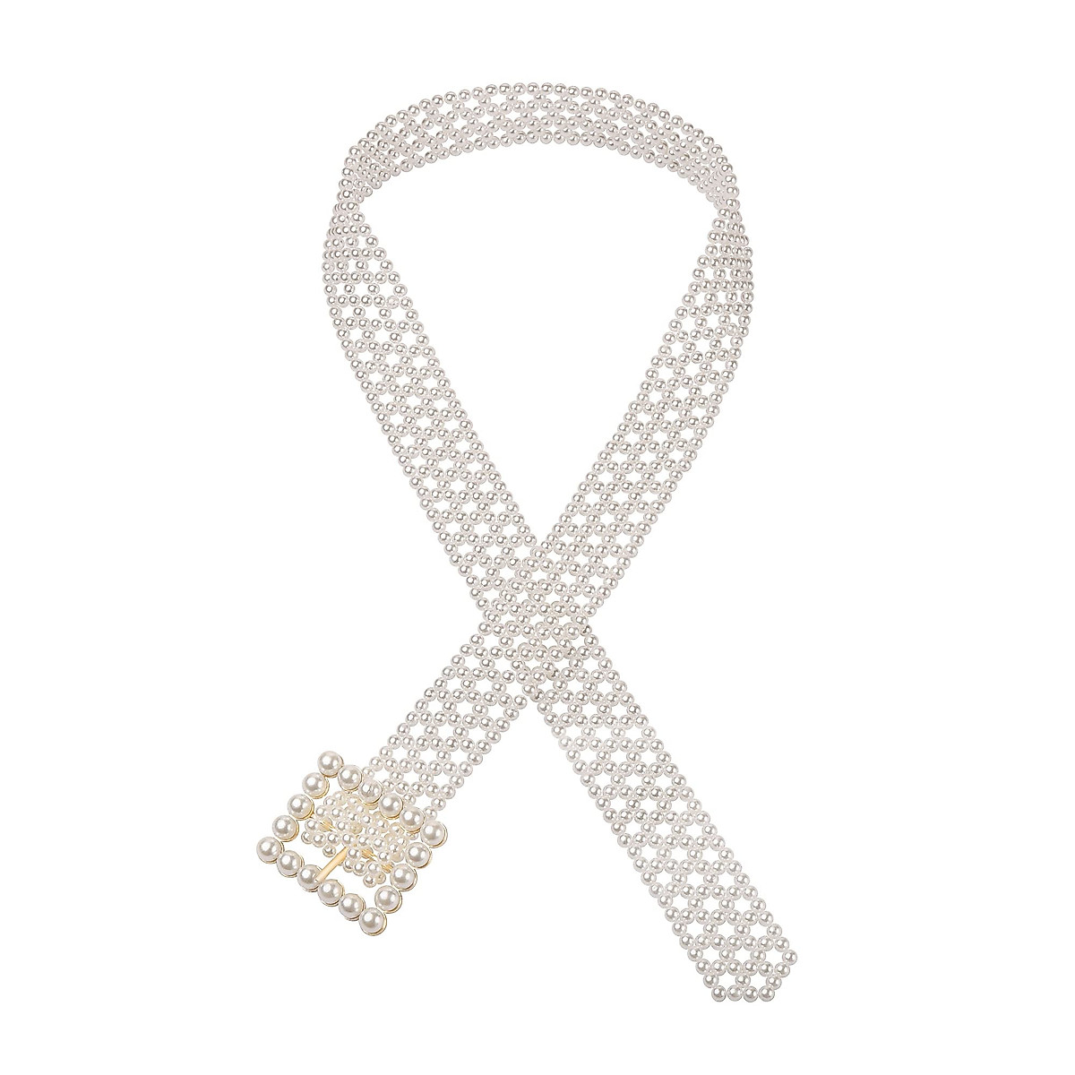 CHIC DIARY Women Bridal Pearl Belt White Beaded Elastic Crystal Rhinestone Waist Belt for Wedding Dress Belt (style 3)