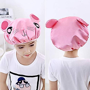 G2PLUS Shower Cap, 2PCS Funny Cute Cartoon Bath Hat, Waterproof Shower Bath Caps, Elastic Bath Cap for Boys or Girls