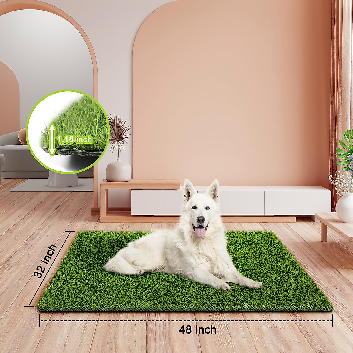 CooZero Artificial Grass, Professional Dog Grass Mat, Potty Training Rug and Replacement Artificial Grass Turf, Large Turf Outdoor Rug Patio Lawn Decoration, Easy to Clean with Drainage Holes