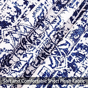 CARRIE HOME Navy Blue and White Farmhouse Decorative Throw Pillow Covers 18x18 Set of 2 Blue Boho Velvet Decorative Pillows 18 x 18 Soft Boho Room Decor for Couch Sofa and Bed