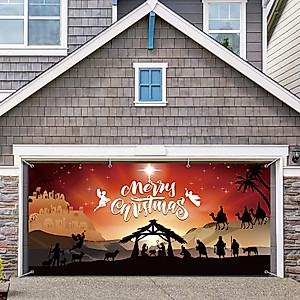 Extra Large Christmas Nativity Garage Door Banner - 6x13ft Backdrop for Xmas Holiday Party Decor