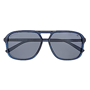 Caterpillar Precision 8505 Men's Polarized Aviator Sunglasses, Gloss Navy/Crystal, 58 mm