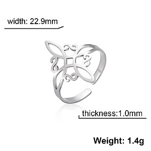 UNIFT Witches Knot Ring For Women Stainless Steel Geometric Style Elegante Chic Irish Celtic Knot Adjustable Ring Witchcraft Amulet Jewelry (Silver)