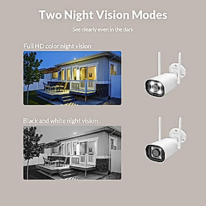 NETVUE Security Camera Outdoor, 1080P 2.4G WiFi Home Video Surveillance Waterproof Camera, Color Night Vision Wide View, Siren Alarm, Spotlight Camera, 24/7 SD Card Storage & Cloud, Support Alexa