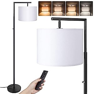 Deeak Floor lamp,Stepless Brightness &4 Color Temperature Modern Standing Shade Led Floor Lamp with Remote & Rotary Control for Living Room,Office and Bedroom(9W LED Bulb Inclued),Black