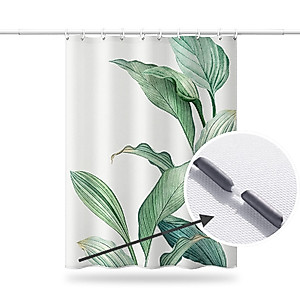 Niidder Floral Shower Curtain, Fabric Shower Curtain White Shower Curtain - 72" W x 72" L with 12 Hooks for Home Hotels Machine Washable Shower Bath Curtain, Waterproof Shower Curtain Lining
