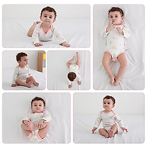 LAT 3 Pcs Baby Footie Pajamas，Infant Girls Boys One-Piece Footies Sleeper Newborn Cotton Sleepwear Outfits,zipper design（Blue Dinosaur，3-6 Months）