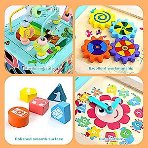 Fajiabao Activity Cube Wooden Baby Toys for 12 18 Months Montessori Toy for 1 Year Old Bead Maze Center Toddlers Birthday Easter Gift Learning for 2 3 Kid Girls Boys