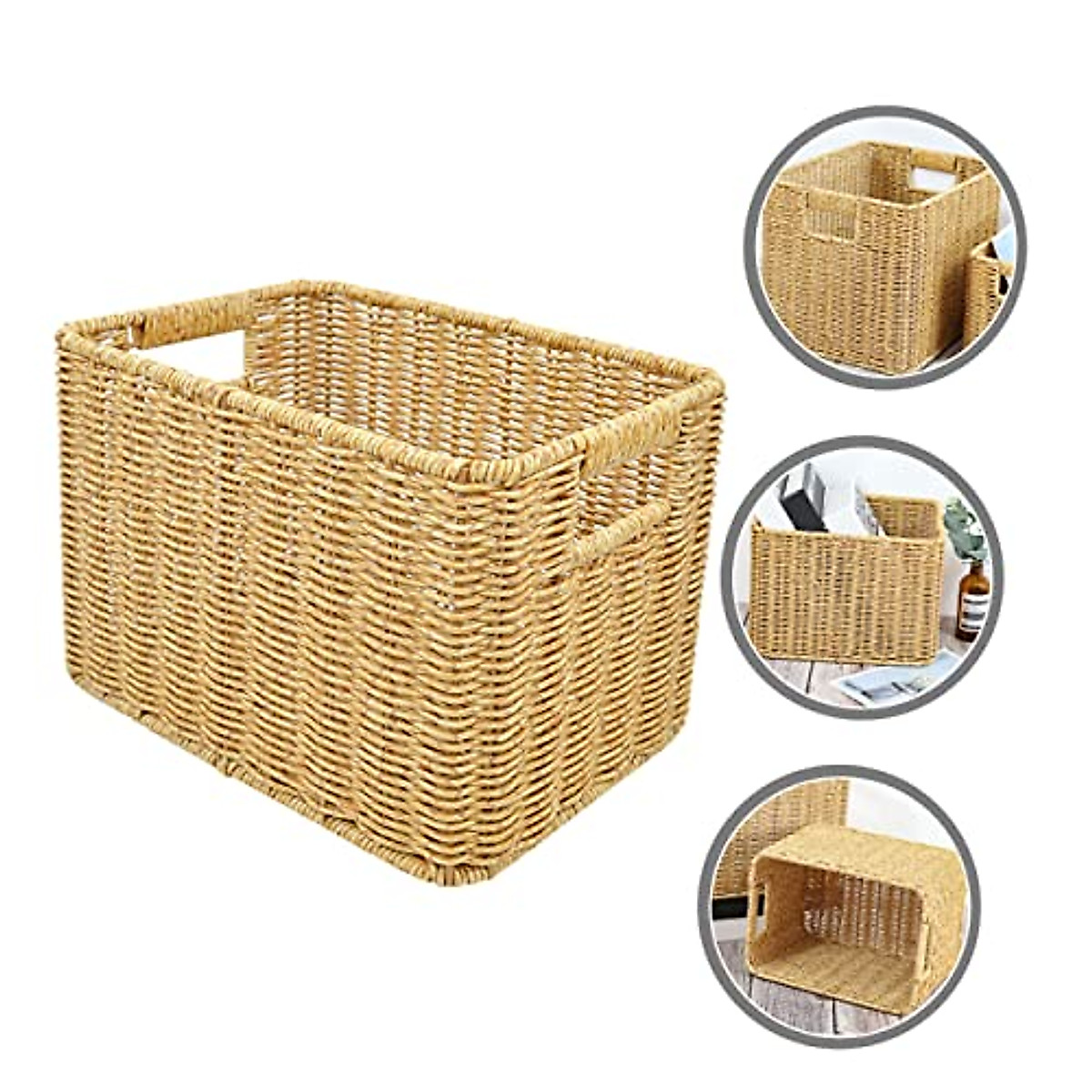 SOESFOUFU Fruit Baskets for Storage Basket for Table Woven Basket for Blankets Home Organizer Khaki Pp