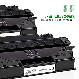 LINKYO Compatible Toner Cartridge Replacement for HP 05X CE505X (Black, High Yield, 2-Pack)
