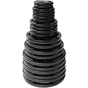 Body-Solid Quad Grip Design Rubber Plate - Olympic Weight Plates 355lbs. Set with Rubber Coating, Dumbbell & Bumper Weights for Barbell, Black