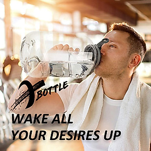 XBOTTLE 1 Gallon Water Bottle with Chug lid, BPA Free Dishwasher Safe 128oz Large Water Bottle with Motivational Time Marker and Handle Leak-proof Big Water Jug for Camping Sports Workouts (chug lid)