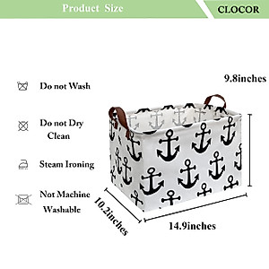 CLOCOR Rectangular Storage Basket,Collapsible Cute Pattern Storage Bin,Waterproof Coating Storage Box with Handles ,Gift Baskets,Toy Organizer,Shelf Basket (Anchor)