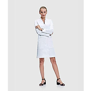 Dr. James Women’s Lab Coat, Tailored Fit, Fold Back Cuff, White, 35 inch Length (4)