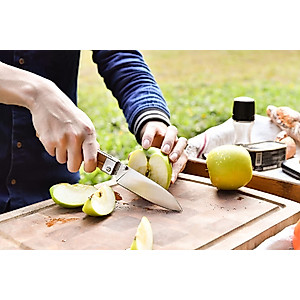 ZhengSheng 4.5" Folding Utility Knife 440A Stainless Steel Blade Natural Olive Handle Pocket Foldable Fruit knife peeling knife for Outdoor Camping Activities