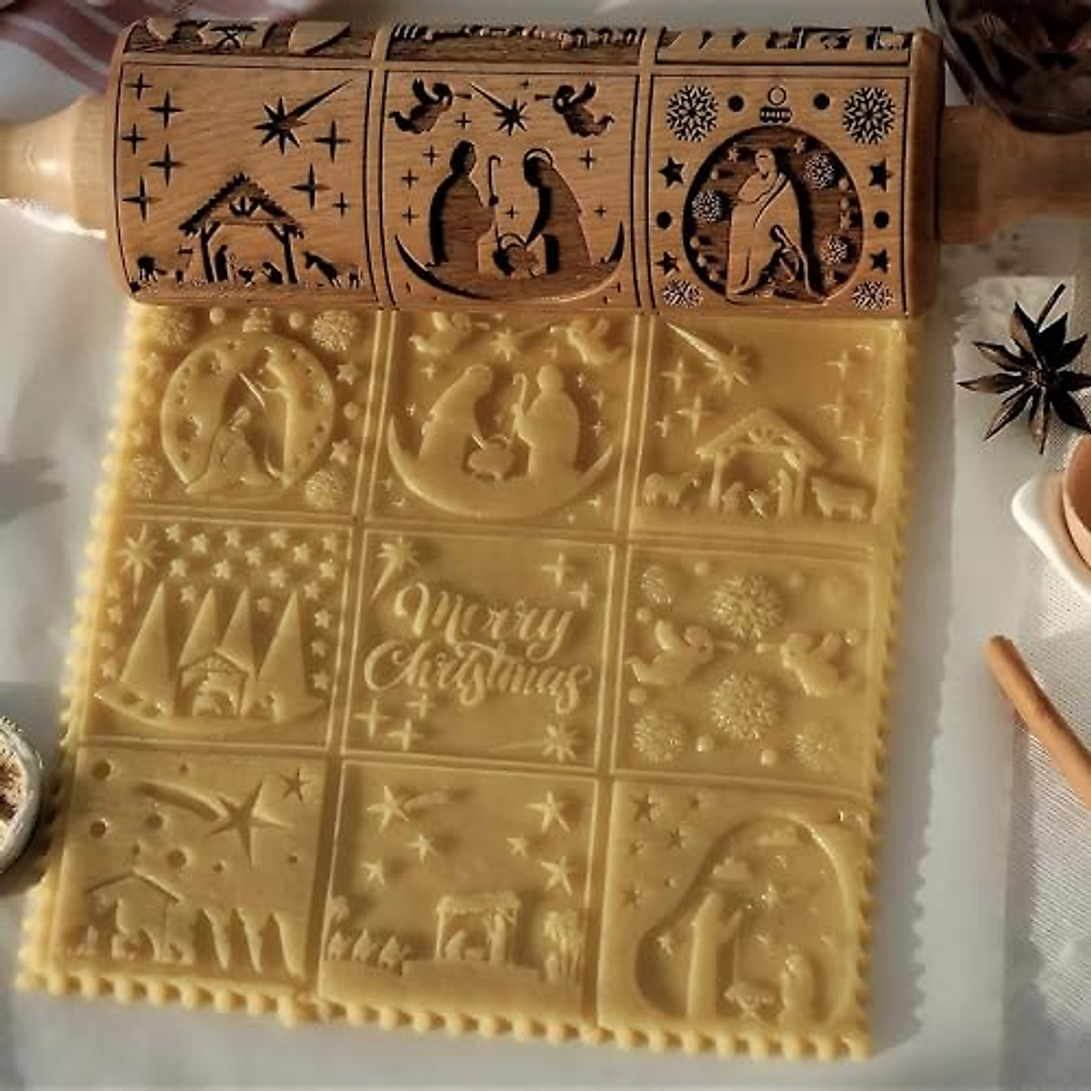 XINBADA Rolling Pins for Baking- Embossed Rolling Pin Set for Baking, Perfect Baking Tools & Cookie Molds