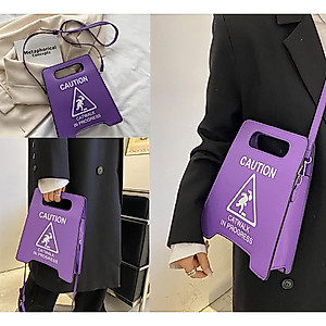 Novelty Shoulder Bag,Fashion Caution Tote Handbags Novelty Stop Sign Purse,Caution Shoulder Bag for Women Girls (Yellow)