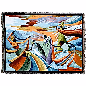 Pure Country Weavers Skydancer Blanket - African Cultural Gift Tapestry Throw Woven from Cotton - Made in The USA (72x54)