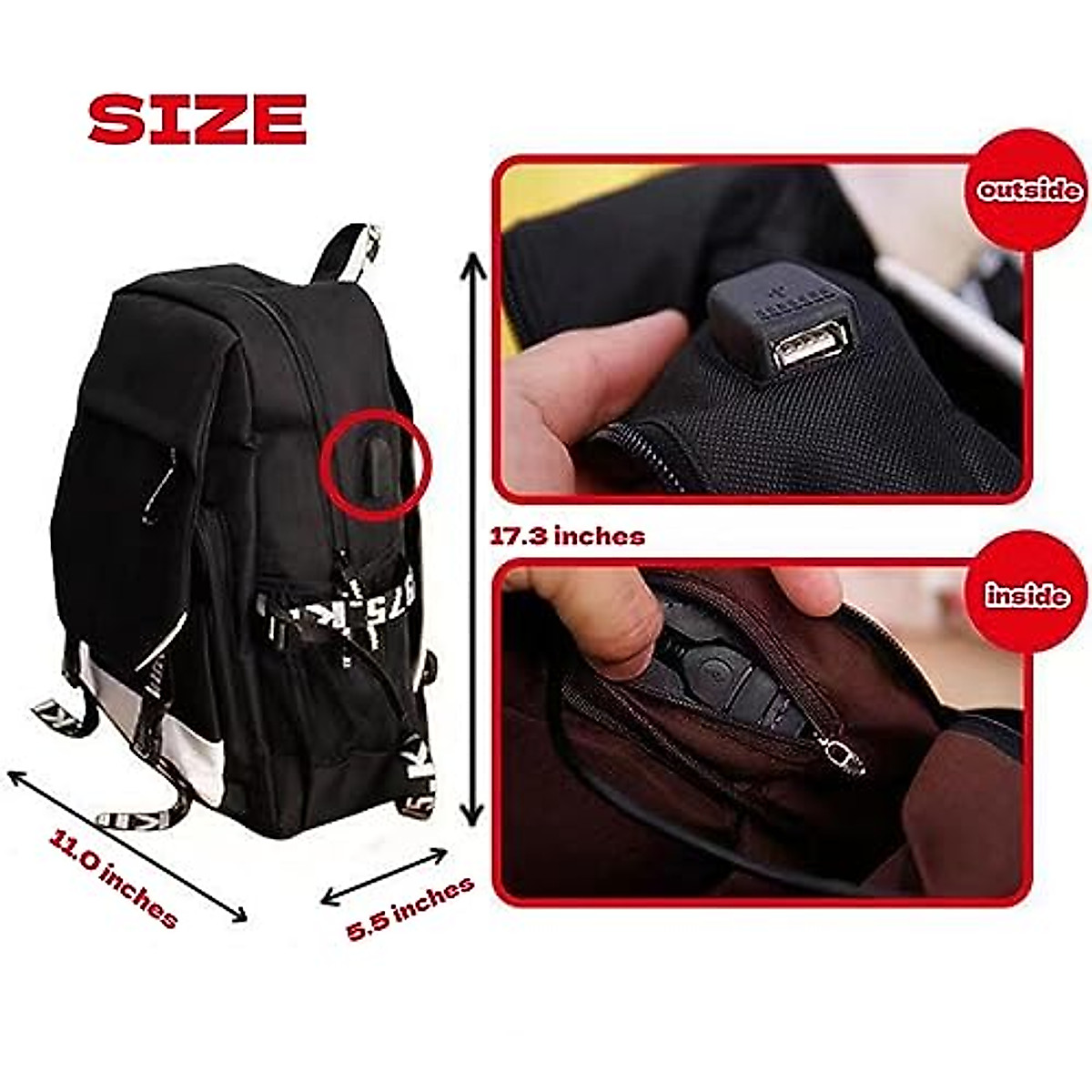 RICHSAIKOU Monkey Luffy Backpack Anime 1 Piece Ace Gear 5 Nika Form Zoro Dayback Laptop Bag Travel Bag with USB Charge Port (B)