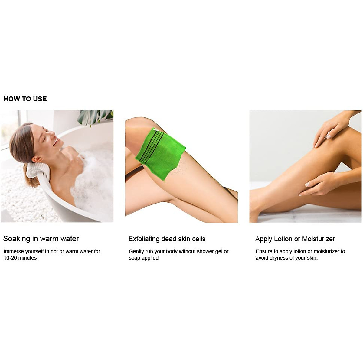 Korean Bath Exfoliating Washcloth Body Scrub Towel 8 Pcs - Red 4 Green 4 Small Size GOLDSANGSA