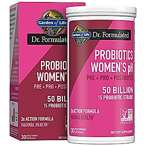 Garden of Life Dr Formulated Womens pH Probiotics 50 Billion CFU, Pre + Pro + Postbiotics - Digestive, Immune and Vaginal Support, Potato, Acacia, Postbiotic Metabolites, 30 Vegetarian Capsules