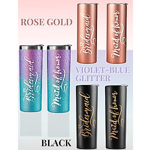 Onebttl Bridesmaid Gifts, Insulated Stainless Steel Tumblers with Lids and Straws, Maid of Honor Proposal Gifts, Bride Tribe, Bridal Party Gifts, 20 oz, Rose gold - Maid of Honor