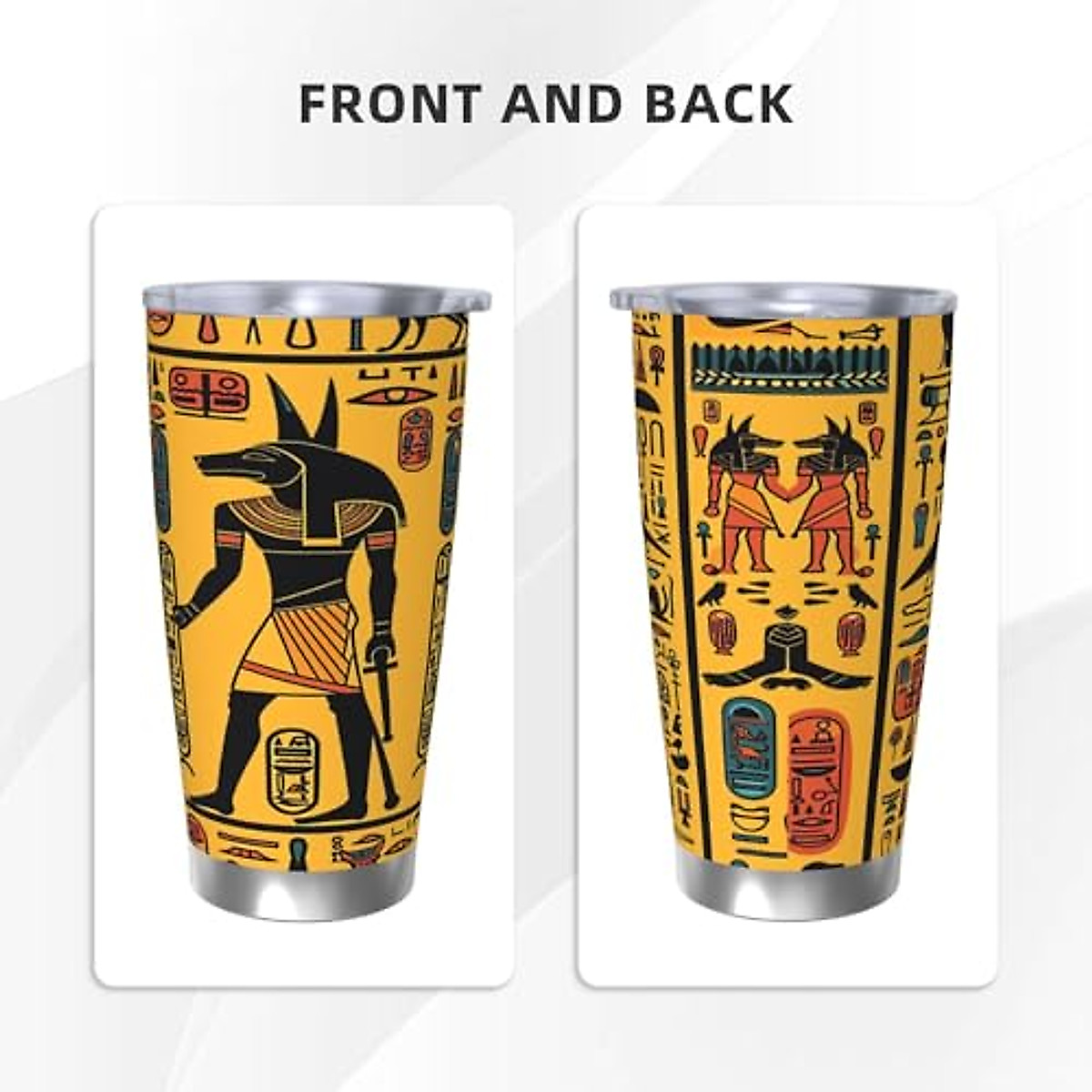 AYCZN Egyptian Tradition 20 OZ Tumbler Stainless Steel Travel Coffee Mug, Ancient Insulated Water Bottle with Lid and 2 StrawsLeakproof Thermal Cup