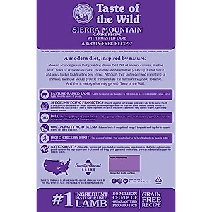 Taste of the Wild Sierra Mountain Grain-Free Canine Recipe with Roasted Lamb Dry Dog Food for All Life Stages, Made with High Protein from Real Lamb and Guaranteed Nutrients and Probiotics 14lb