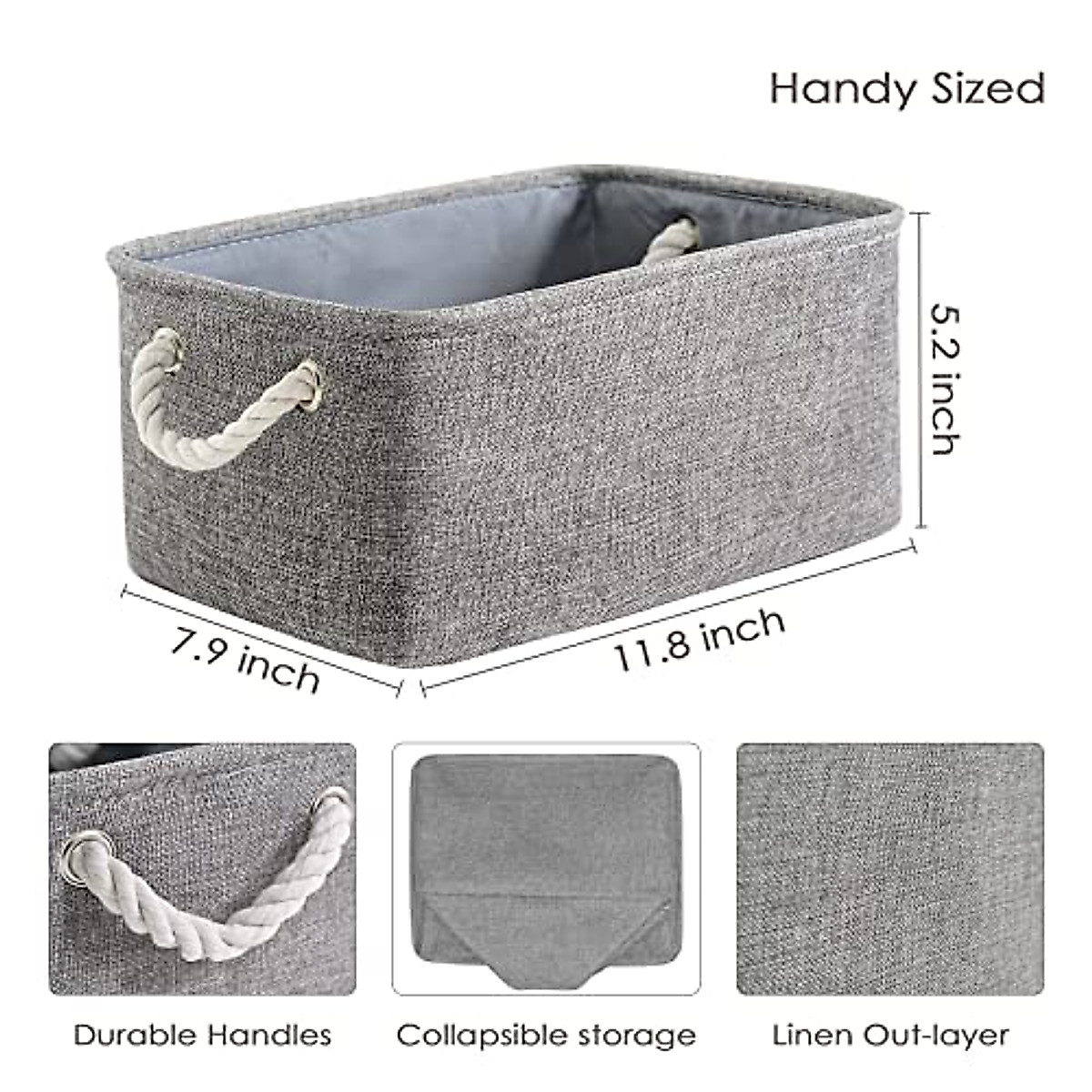TheWarmHome Storage Bins -Small Storage Baskets for Organizing Shelves, Fabric Storage Cubes Closet Organizer for Home Closet Shelf Nursery Baby Toy Laundry Organization, Grey Decorative Gift Basket