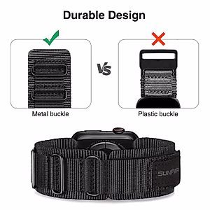 SUNFWR Compatible with Apple Watch Band 49mm 46mm 45mm 44mm 42mm, Rugged Velcro Straps for iWatch Ultra Series 10/9/8/7/6/5/4/3/2/1/SE, Tough Apple Watch Replacement Bands for Men Women