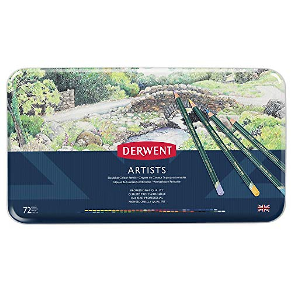 Derwent Artists Colored Pencils, 4mm Core, Metal Tin, 72 Count (32097)