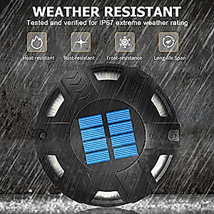 AMKI Solar Driveway Lights, 12-Pack LED Deck Lights Bright White, Solar Powered Road Markers Lights IP67 Waterproof Outdoor Warning Step Lights Stay Lit for Boat Dock Driveway Walkway Pathway Garden