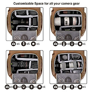 Camera Backpack, BAGSMAR DSLR Camera Bag Backpack, Waterproof Camera Backpacks for Photographers, Anti-Theft Photography Backpack with 15 Inch Laptop Compartment & Tripod Holder, Khaki