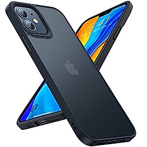 TORRAS Shockproof Designed for iPhone 12 Mini Case [8FT Military Grade Drop Tested] Slim Fit Hard iPhone 12 Mini Phone Case with Silicone Bumper, Translucent Case for iPhone 12 Mini 5.4“, Black