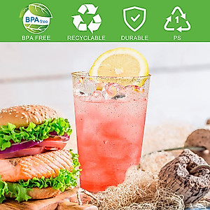 Glitter Plastic Cups Gold Glitter Disposable Cups 12 oz 100 Pack Clear Plastic Cups Recyclable Wine Glasses for Parties Elegant Plastic Party Cups Wedding Decorations