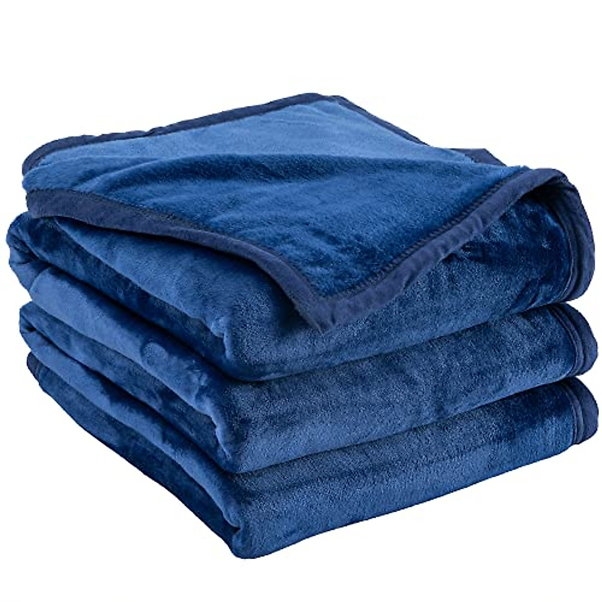 Poledar Blankets Queen Size Fleece Throw Blankets 330GSM Lightweight Plush Fuzzy Cozy Flannel Washable Soft Blanket for Couch Sofa Bed Camping(Dark Blue 90x90in)