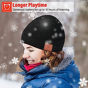 Wireless Beanie Hat with Wireless Headphones, Wireless Winter Hat Built-in HD Stereo Speakers, Men Gifts for Boyfriend Wireless Music Cap for Outdoor Sport Black