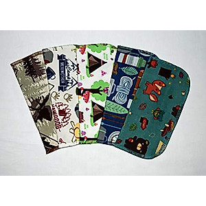 2 Ply Printed Flannel 8x8 Inches Set of 5 Little Wipes Camping Adventures